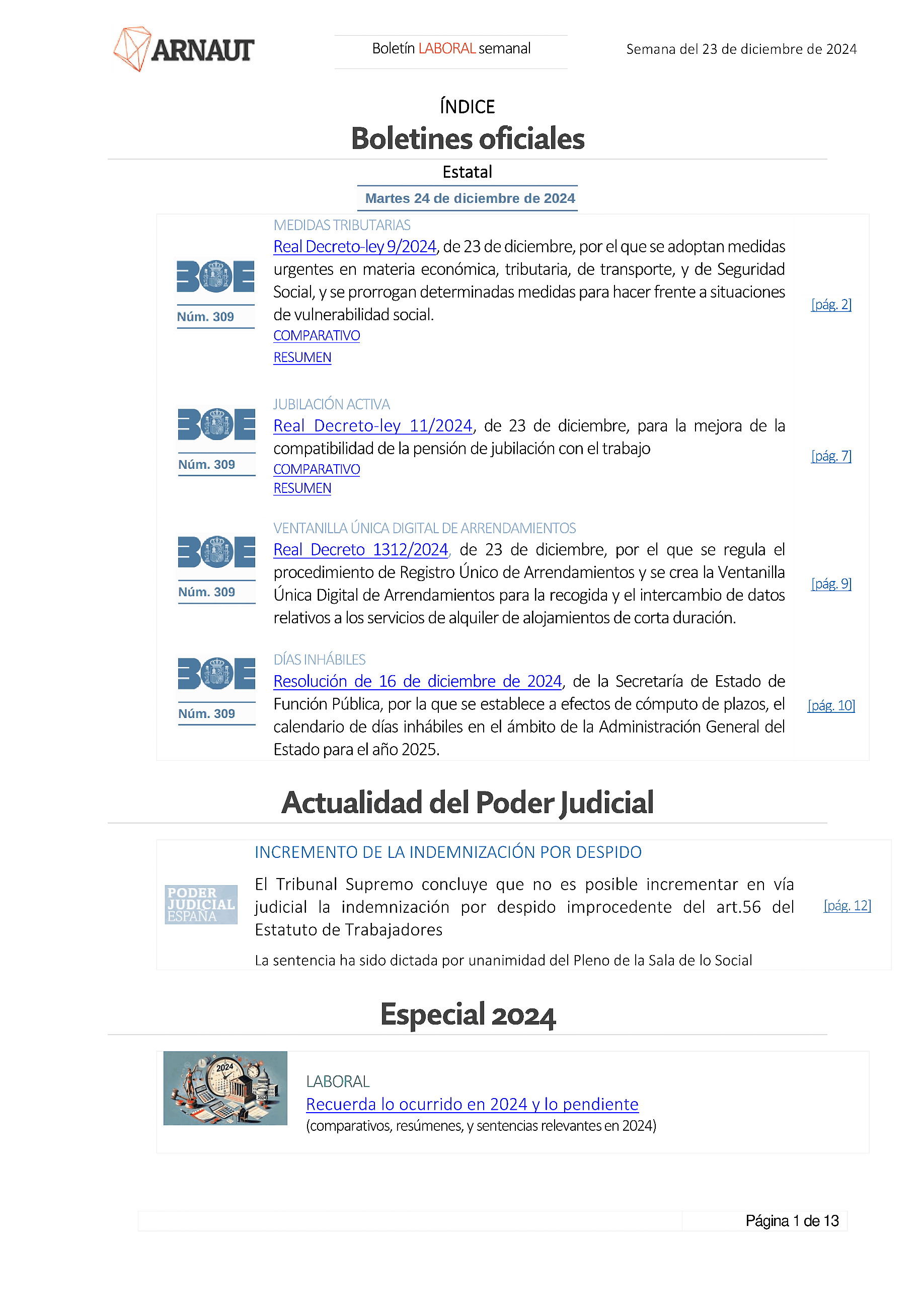 Boletín 27/12/2024 ARNAUT - Primera Lectura Ediciones